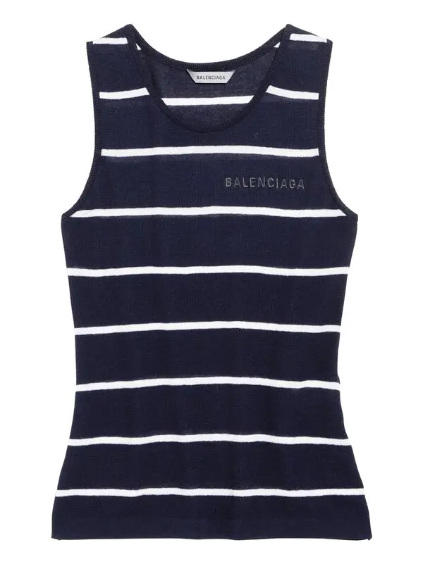 Balenciaga Striped Logo Tank Top - Blue