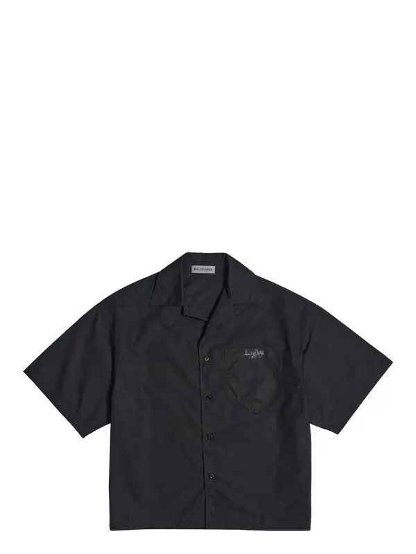 Balenciaga Cotton Logo Bowling Shirt - Black