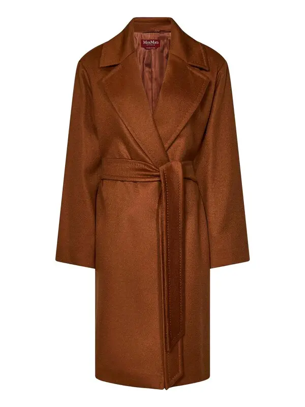 Max Mara Belted Long-sleeved Coat - Brown