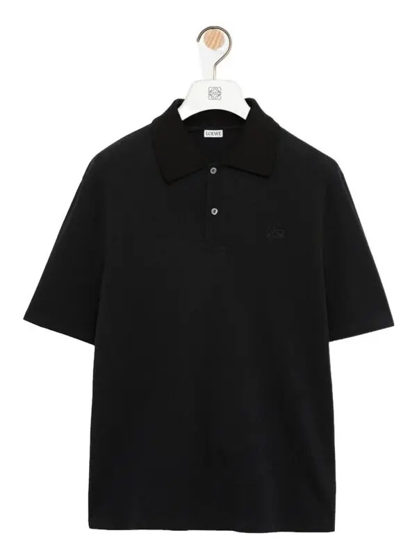 Loewe Anagram-embroidered Polo Shirt - Black