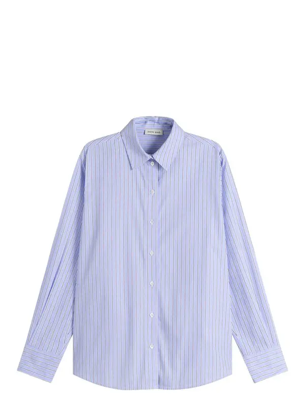 ANINE BING Striped Cotton Shirt - Blue Stripe