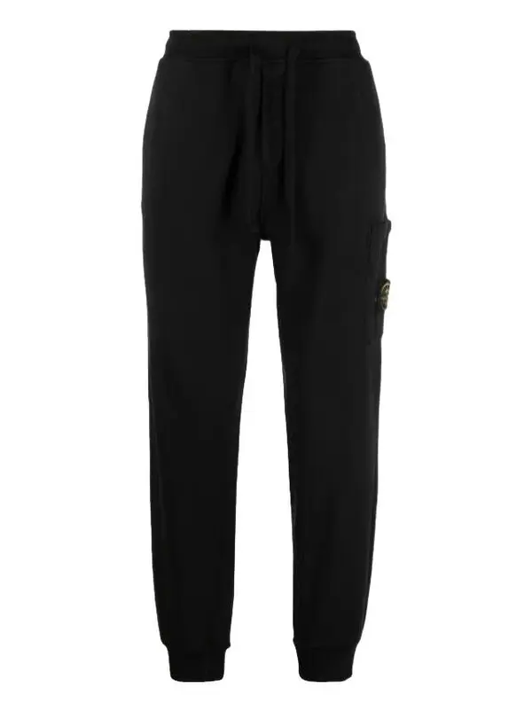 Stone Island Compass-applique Cotton Track Pants - Black