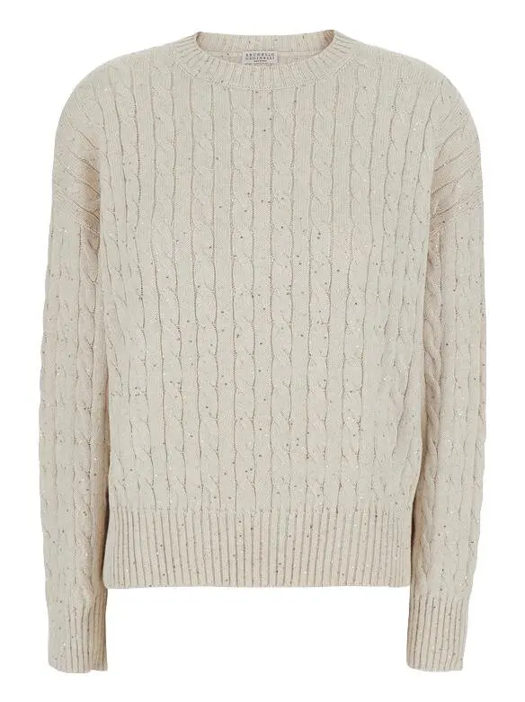 Brunello Cucinelli Cable Knit Sweater - Oatmeal