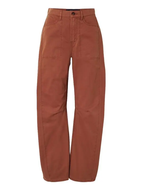 Veronica Beard Patch Pocket Barrel Leg Jeans - Brown