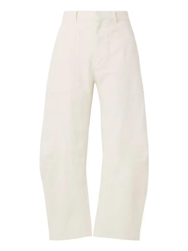 NILI LOTAN Shon Cotton-blend Twill Barrel-leg Pants - Ivory