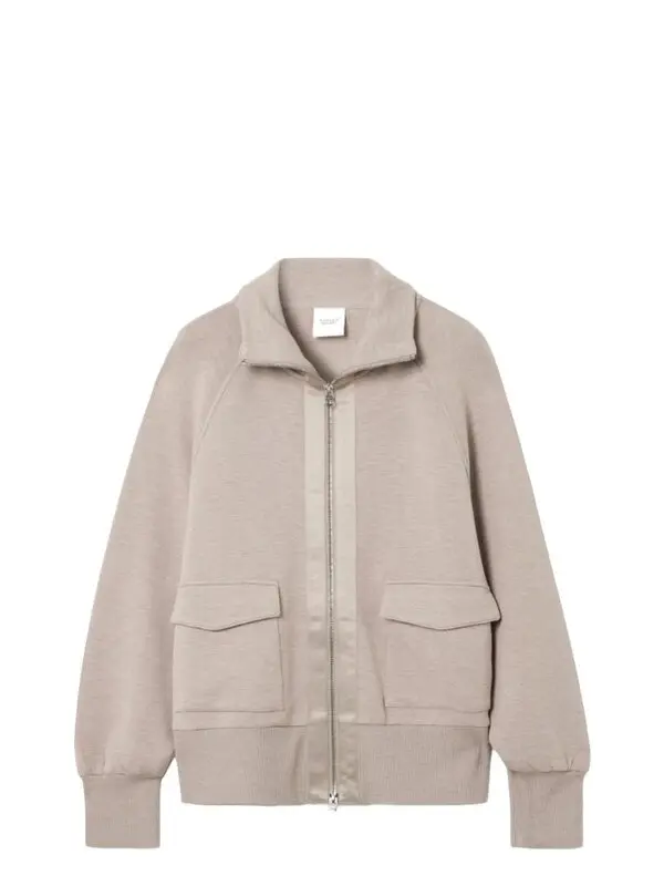 Varley Zipper Sweatshirt With Ribbed Cuffs And Hem - Nude