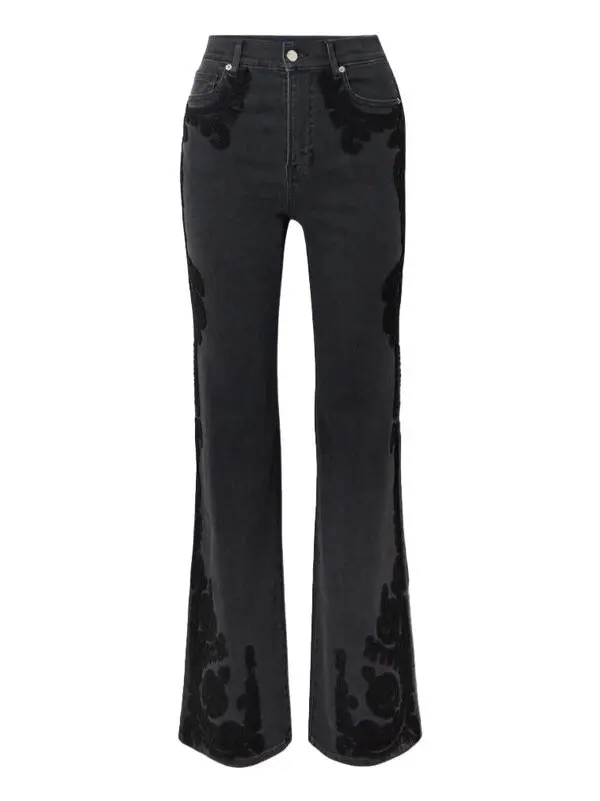 Veronica Beard Crosbie High-rise Embroidered Wide-leg Jeans - Black