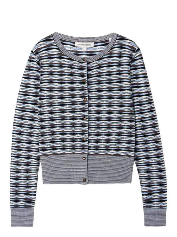 Veronica Beard Cambria Cropped Jacquard-knit Cardigan - Gray