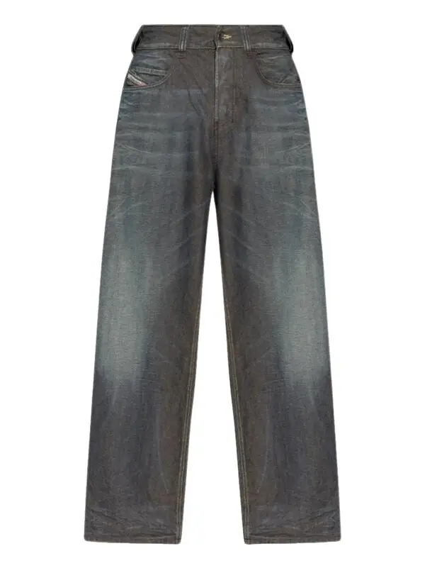 DIESEL® Wide-leg Jeans With Washed Effect - Black