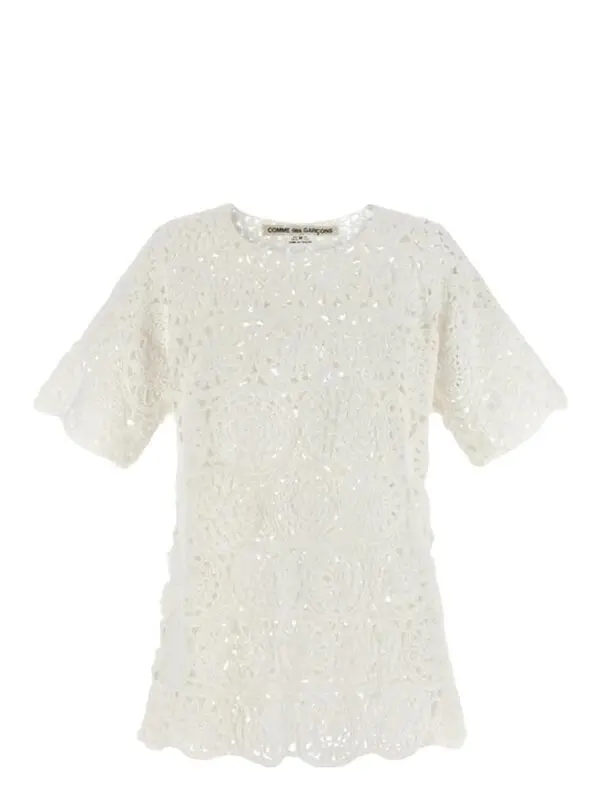 Comme Des Garçons Crochet Short Sleeve Knitwear - White
