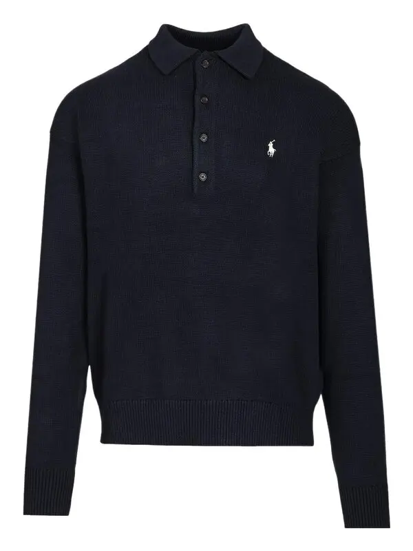 Polo Ralph Lauren Long Sleeve Crewneck Jumper With American Flag Detail - Black