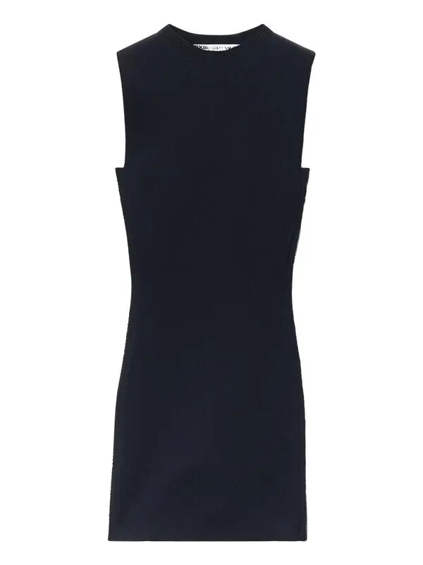 Alexander Wang Rib-knit High-neck Mini Dress - Black