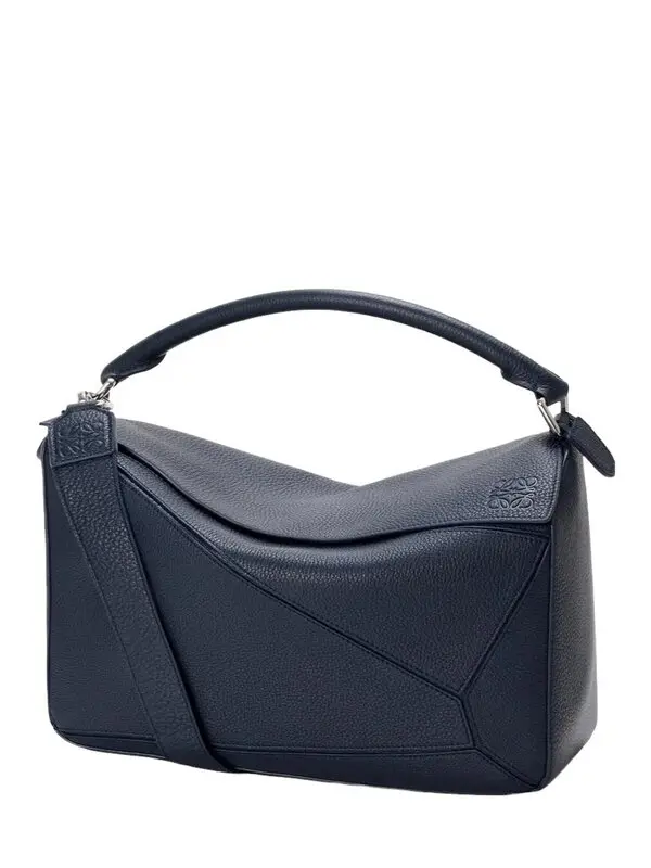 Loewe Logo Embossed Top Handle Bag - Deep Navy Blue