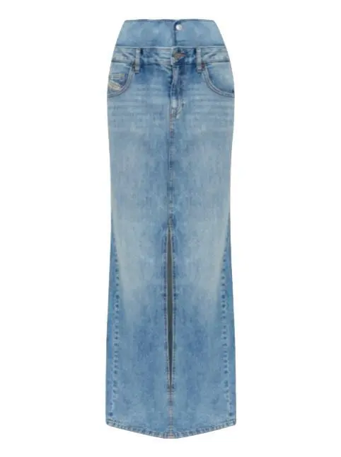 DIESEL® High-waisted Maxi Denim Skirt With Slits - Blue