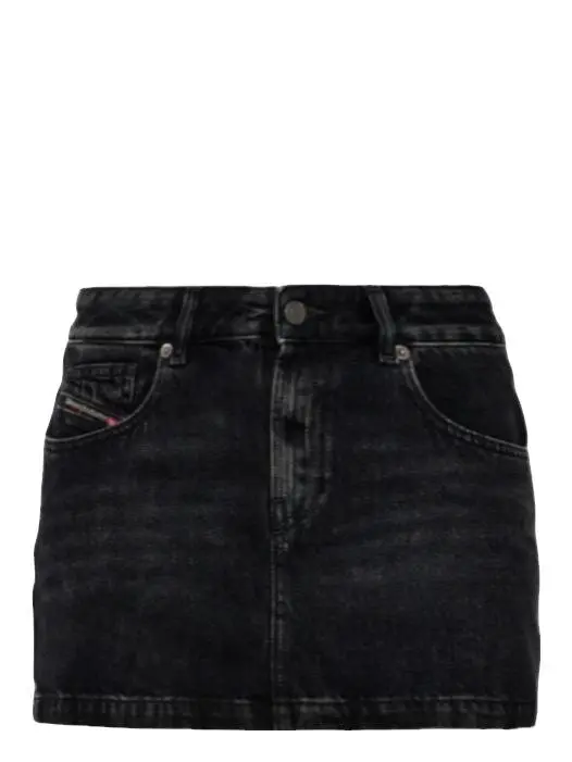 DIESEL® Logo Patch Denim Skirt - Black