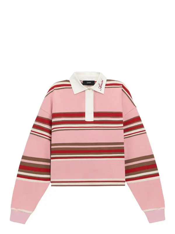 Amiri Striped Oversized Long-sleeve Polo - Pink