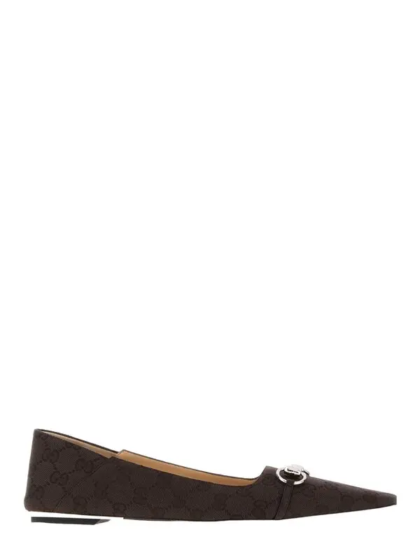 Gucci Gg Buckle Ballet Flats - Black