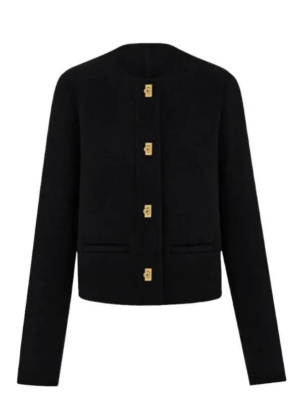 FERRAGAMO Wool And Cashmere Jacket With Gancio Clasp - Black