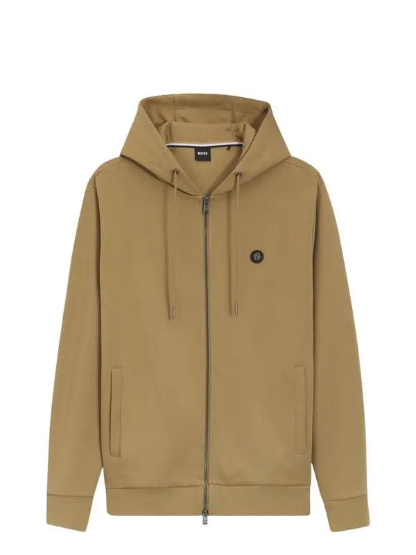 Hugo Boss Double B Monogram Zip-up Hoodie - Green
