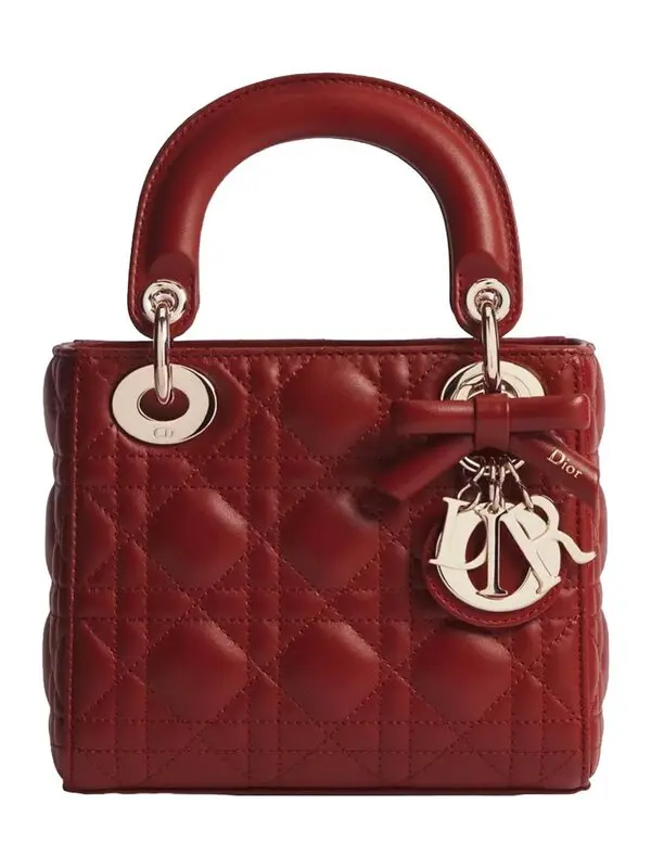 Dior Mini Lady Bag With Chain - Red