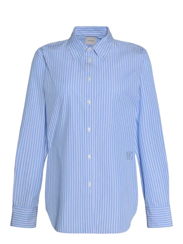 Calvin Klein Vertical Stripe Shirt With Classic Collar - Blue