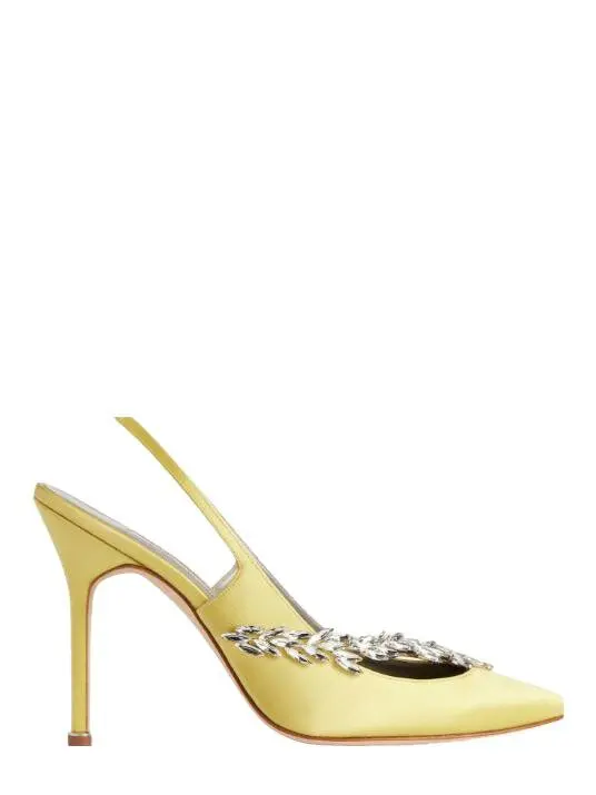 BALENCIAGA X MANOLO BLAHNIK Embellished Slingback Pumps - Lime