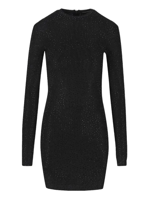 Balenciaga Rhinestone Embellished Mini Dress - Black