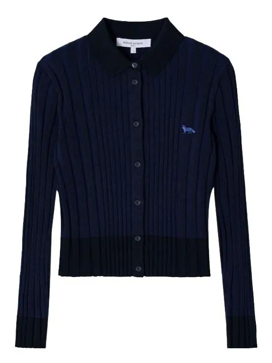 Maison Kitsuné Logo Embroidered Cardigan - Black