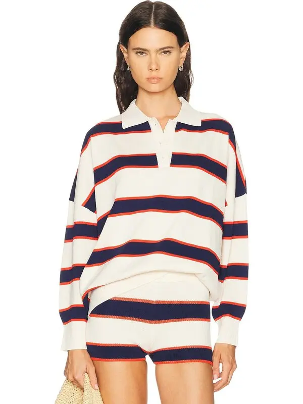 SEROYA Taby Striped Knit Sweater - Eggshell Stripe