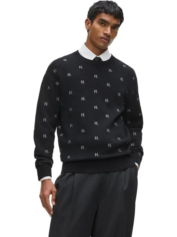 Karl Lagerfeld Monogram Knitted Sweater - Black