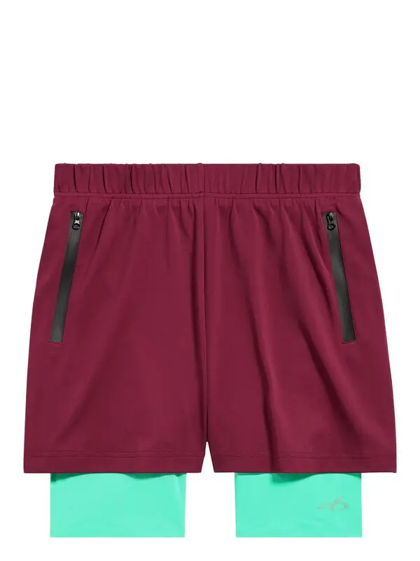 Balenciaga Double-layer Techwear Shorts With Logo Detail - Silver