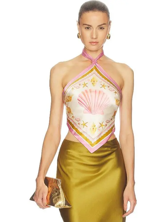 Retrofete Halterneck Tie Back Top - Multi