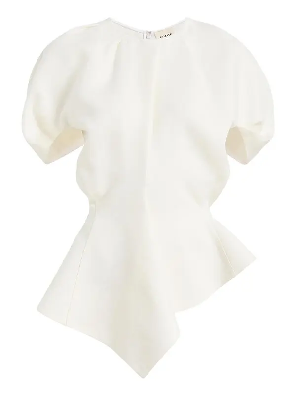Khaite Rumi Draped Asymmetrical Hem Top - Natural