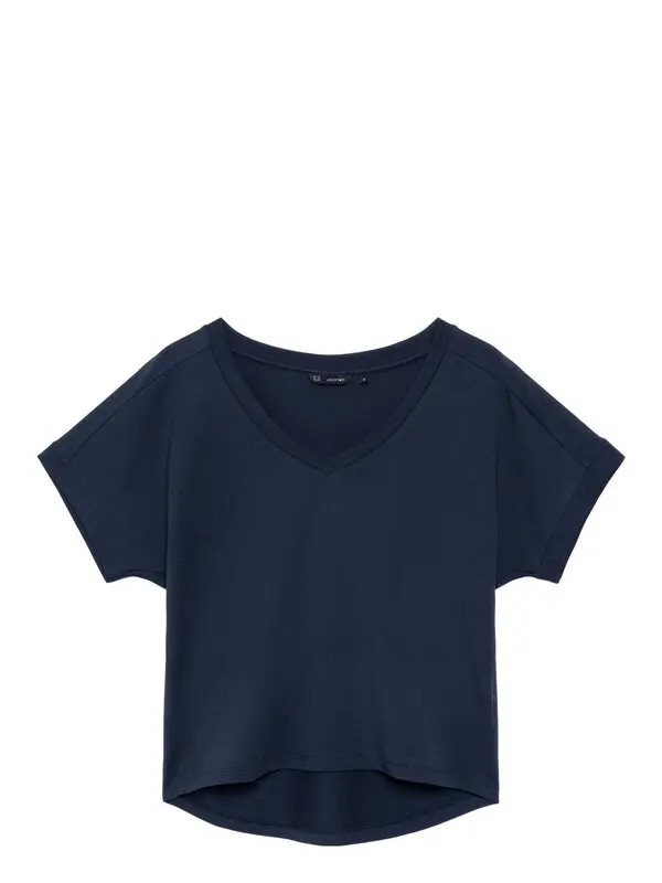 WEARTWO LONDON Athena V-neck Short Sleeve Top - Blue