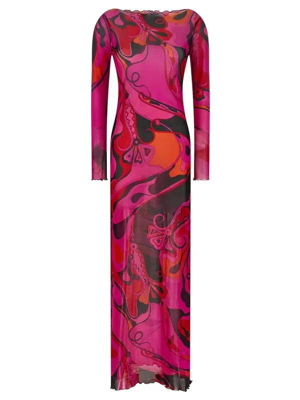 Emilio Pucci Orchidee Print Long Sleeve Dress - Pink