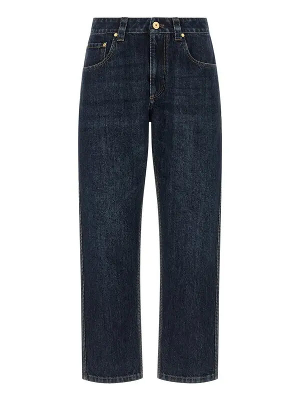 Brunello Cucinelli Shiny Bartack Jeans - Blue