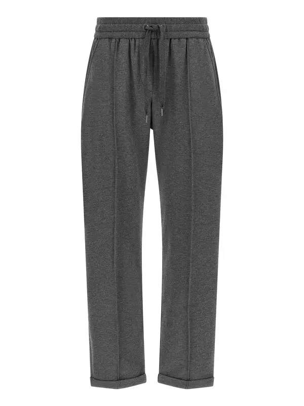Brunello Cucinelli Track Joggers With Monile Detail - Gray