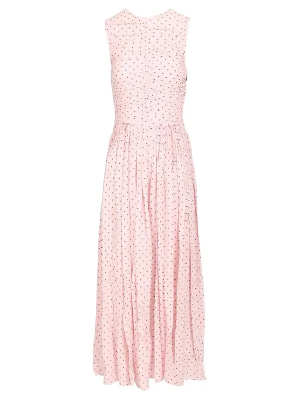 ROTATE BY BIRGER CHRISTENSEN Sleeveless Shirred Floral Print Maxi Dress - Multicolor