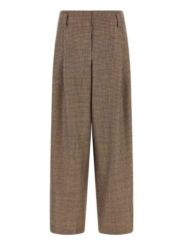 Brunello Cucinelli Prince Of Wales Lamé Wide-leg Pants - Brown