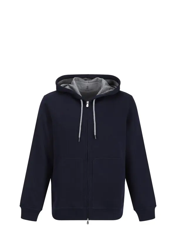 Brunello Cucinelli Monochrome Full-zip Hoodie - Blue