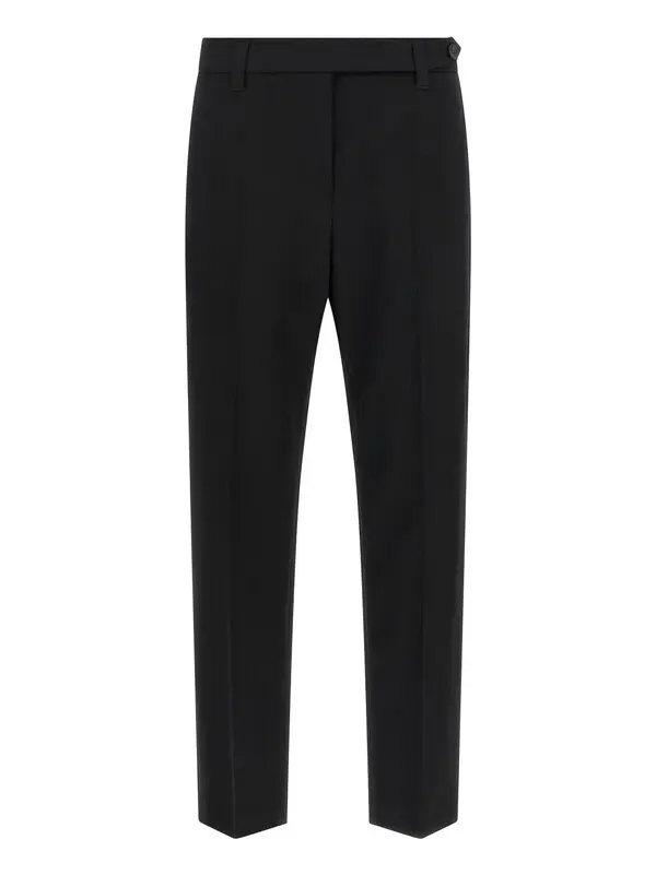 Brunello Cucinelli Virgin Wool Monile Trousers - Black