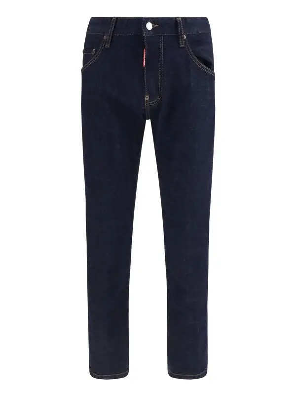 Dsquared2 Slim Fit Jeans With Logo Patch - Blue
