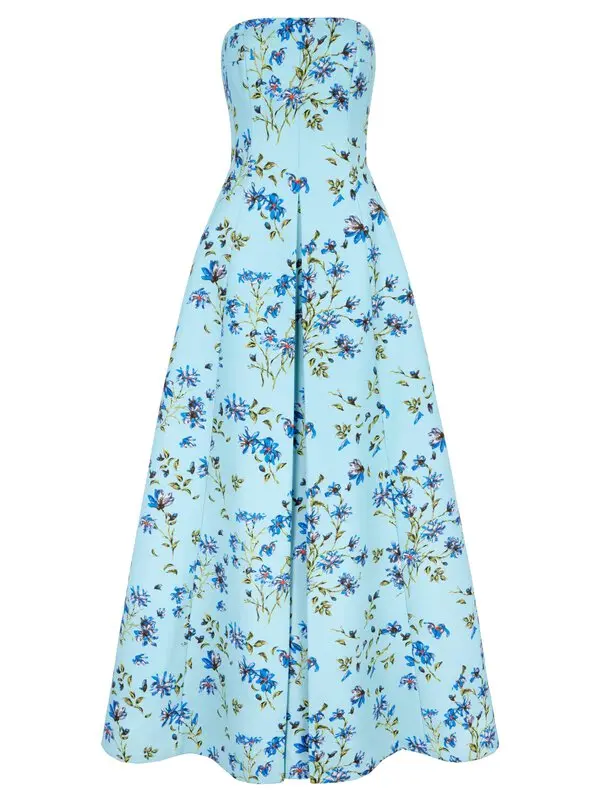 EMILIA WICKSTEAD Ragna Strapless Floral Print Maxi Dress - Blue