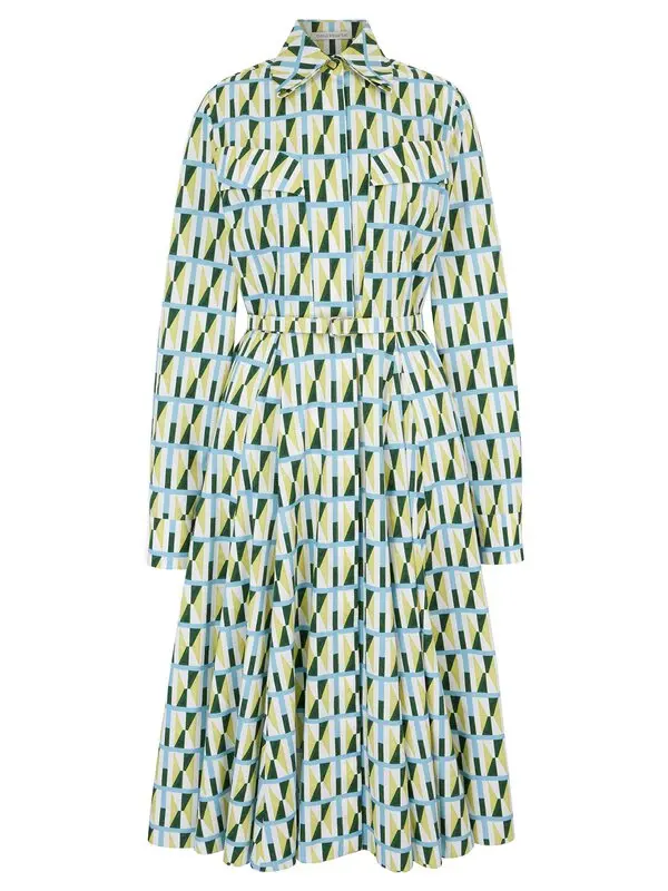 EMILIA WICKSTEAD Print Belted Shirt Dress - Geometric