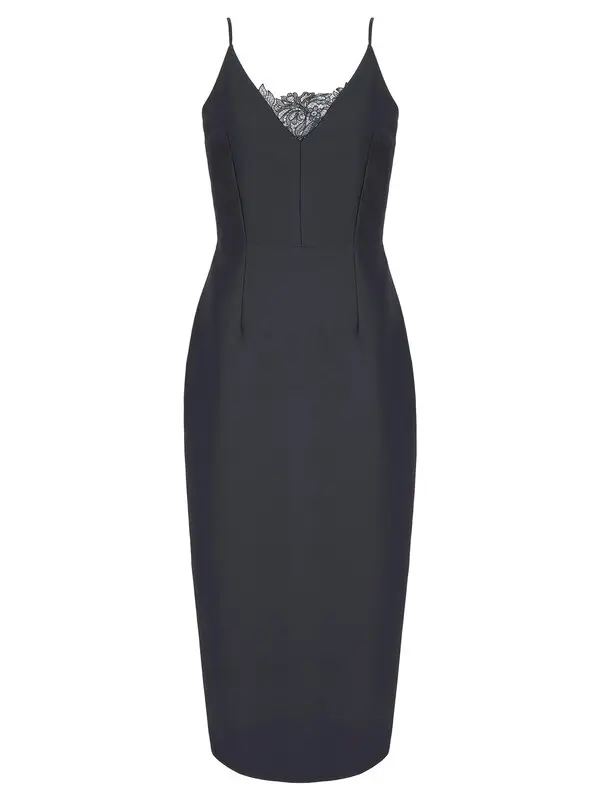 EMILIA WICKSTEAD Cloqué Dress With Lace Inserts - Black