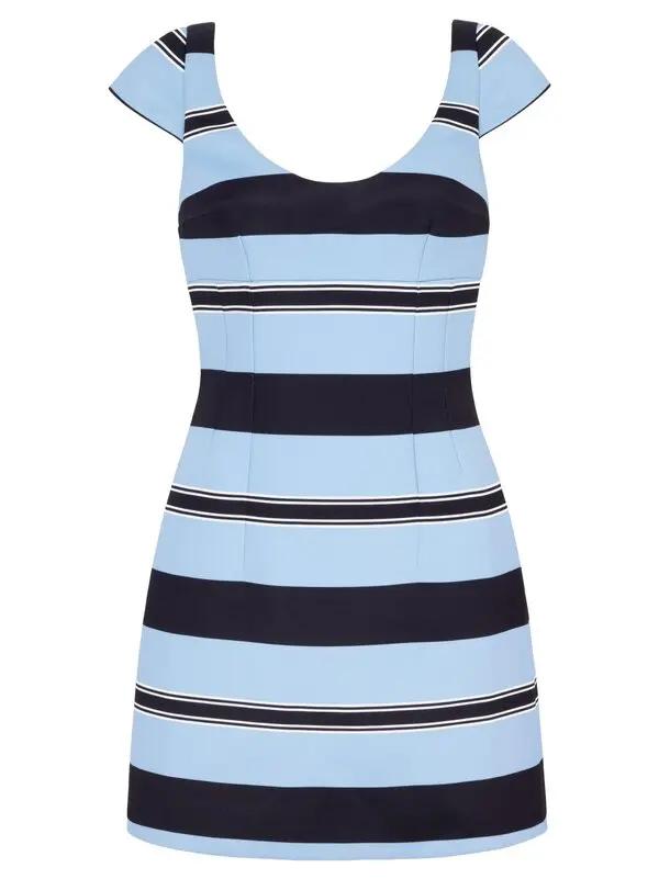 EMILIA WICKSTEAD Eloise Striped Taffeta Faille Dress - Blue