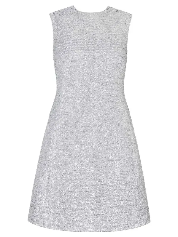EMILIA WICKSTEAD Metallic Seersucker Shift Dress - Silver