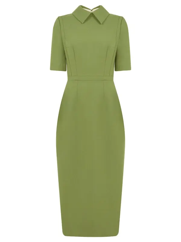 EMILIA WICKSTEAD Valletta Wool Crepe Dress - Olive