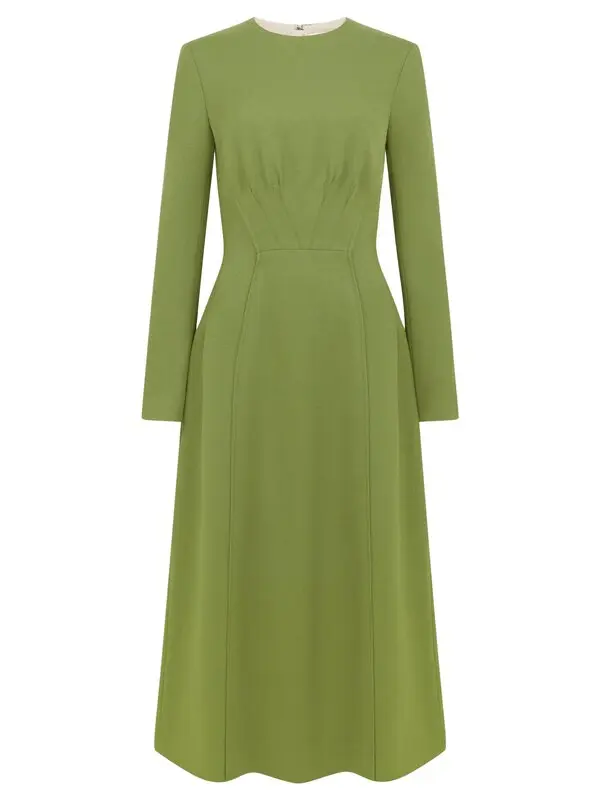 EMILIA WICKSTEAD Collinson Dress In Wool Crepe - Olive
