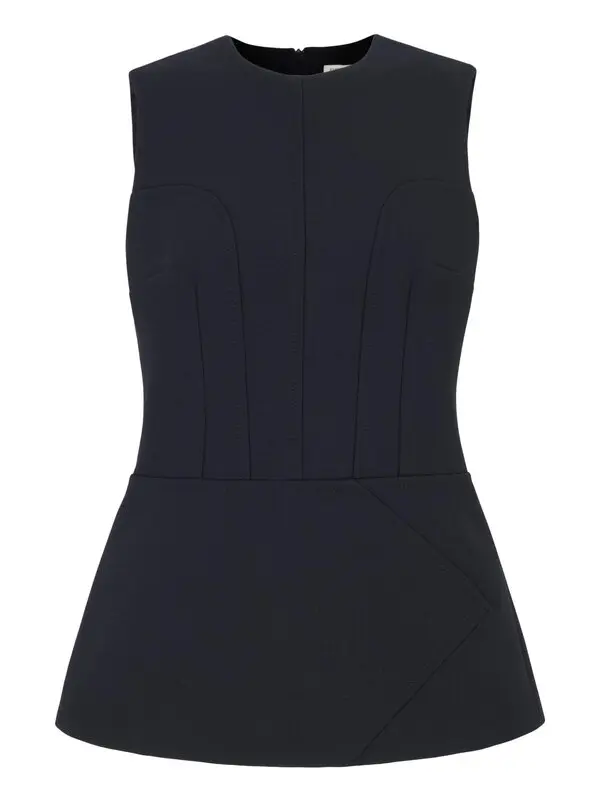 EMILIA WICKSTEAD Sleeveless Peplum Top In Birdseye Suiting - Black